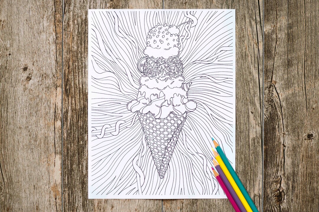 Ice Cream Cone Coloring Page, Creative Coloring Page, Kids Coloring ...