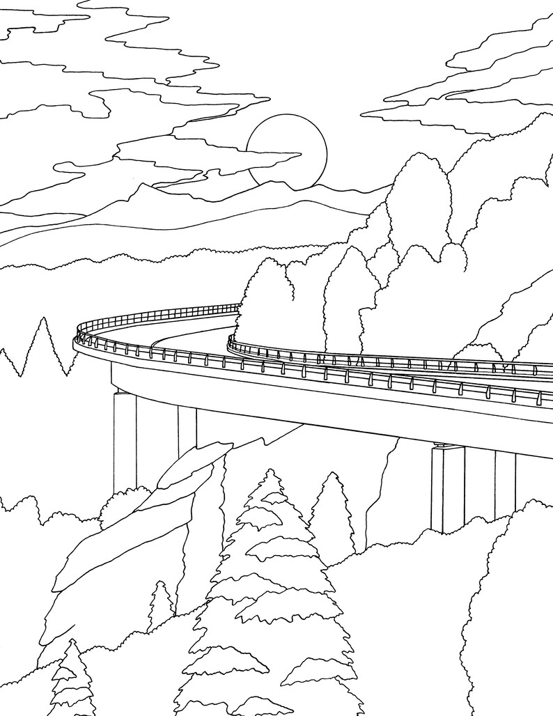 Skyline Drive Children's Coloring Page, Blue Ridge Parkway North ...