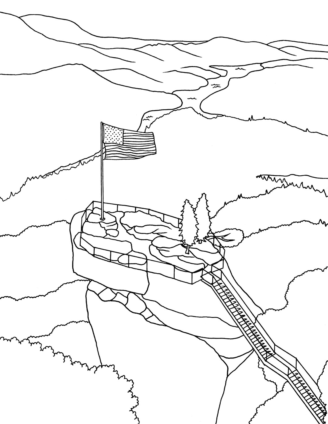 Chimney Rock Children's Coloring Page, Lake Lure Coloring Page, North ...