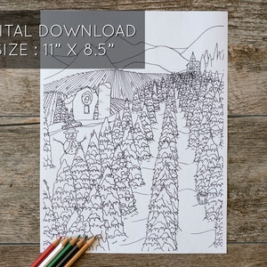 Christmas Tree Farm Coloring Page, Christmas Coloring Page, Winter ...