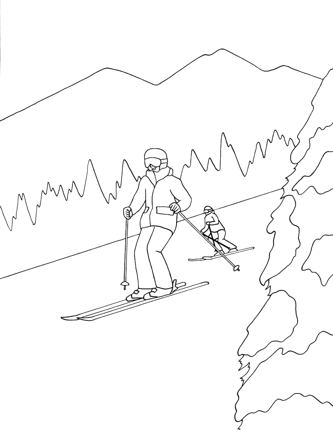 Skiing Children's Coloring Page, Skiing Coloring Pages, Coloring Pages ...
