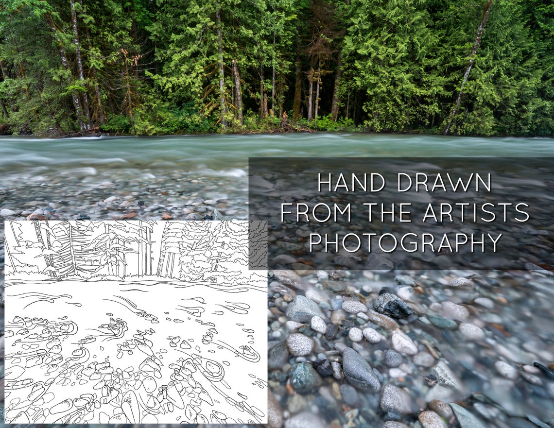 Cobblestone River, Printable Adult Coloring Page, Adult Coloring Pages ...