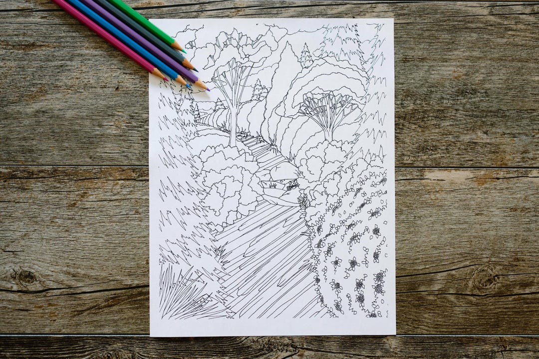 Mountain Trail With Pika Coloring Page, Outdoors Coloring Page ...