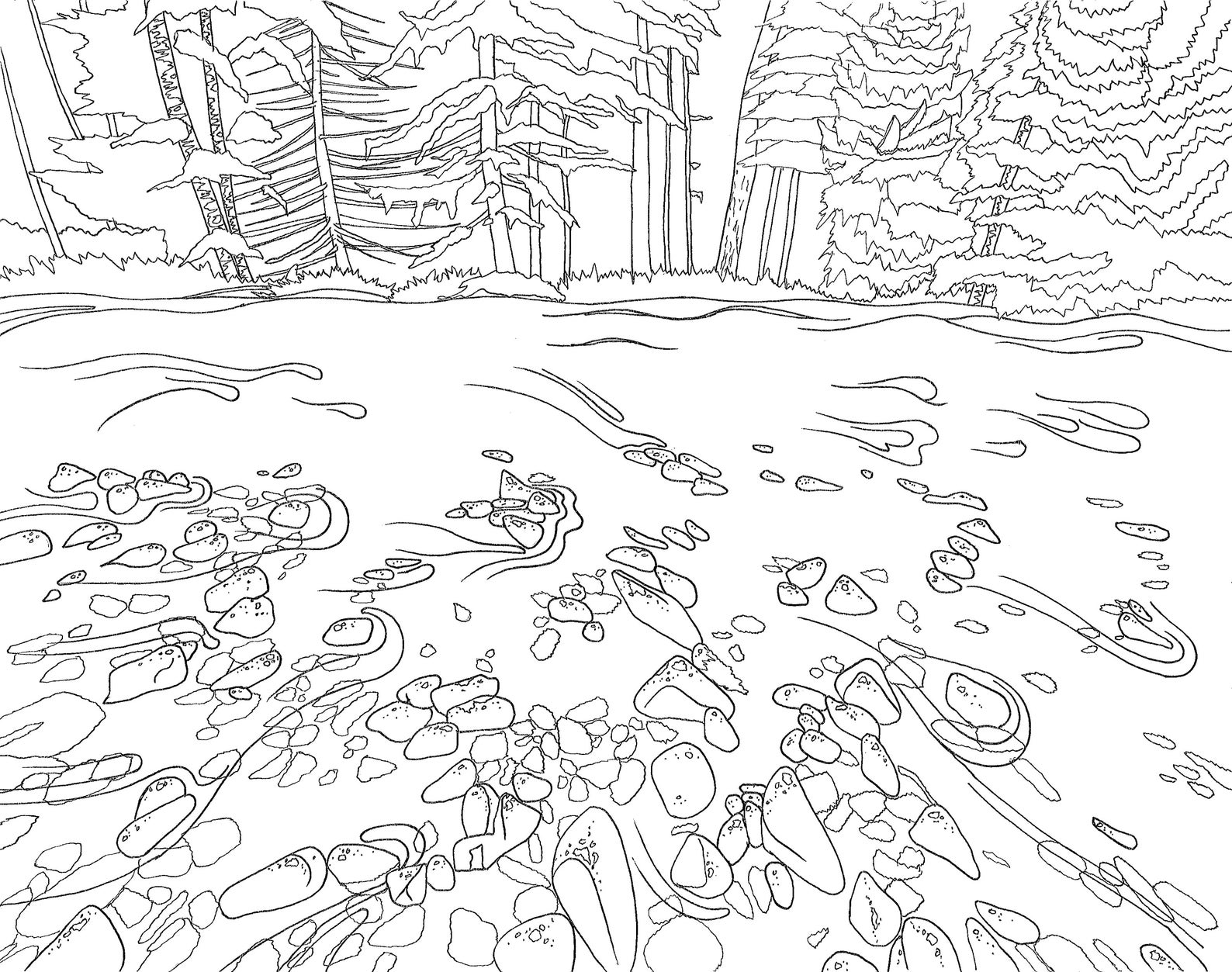 Cobblestone River, Printable Adult Coloring Page, Adult Coloring Pages ...