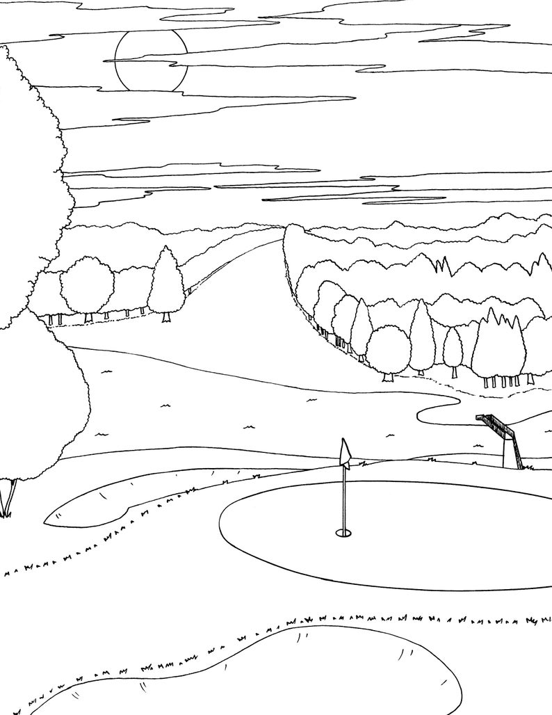 Golf Childrens Coloring Page, Golf Coloring Page, Pinehurst Coloring ...