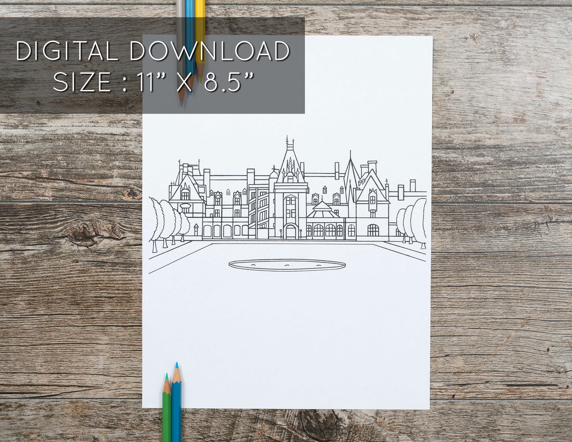 Mansion Childrens Coloring Page, Castle Coloring Page, Biltmore ...