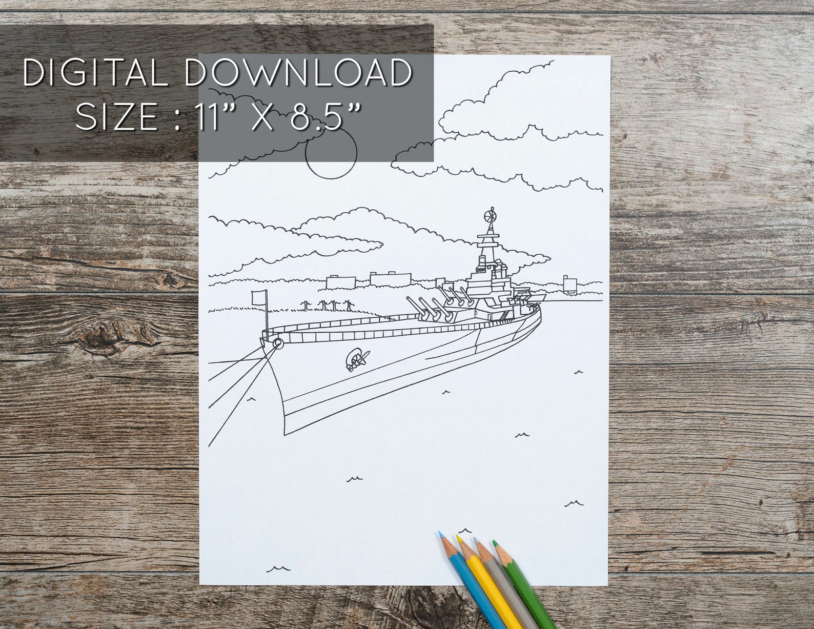 Battleship Childrens Coloring Page, Battleship North Carolina, Boat ...