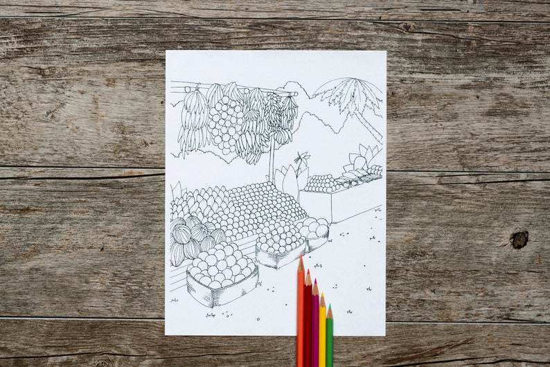 Fruit Stand Market Booth Coloring Page, Fruit Stand, Fruit Display ...