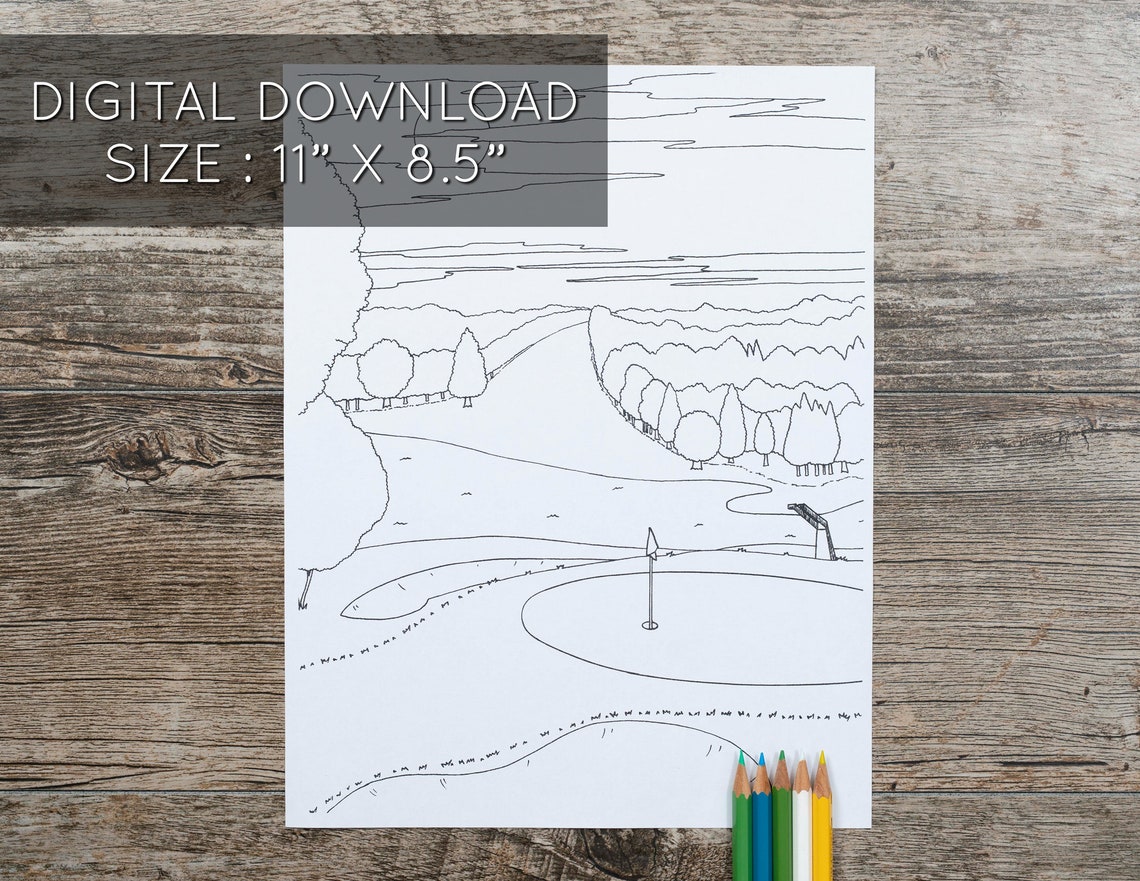 Golf Childrens Coloring Page, Golf Coloring Page, Pinehurst Coloring ...