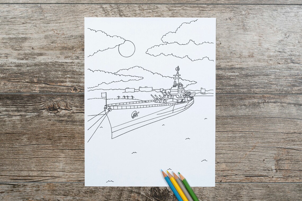 Battleship Childrens Coloring Page, Battleship North Carolina, Boat ...
