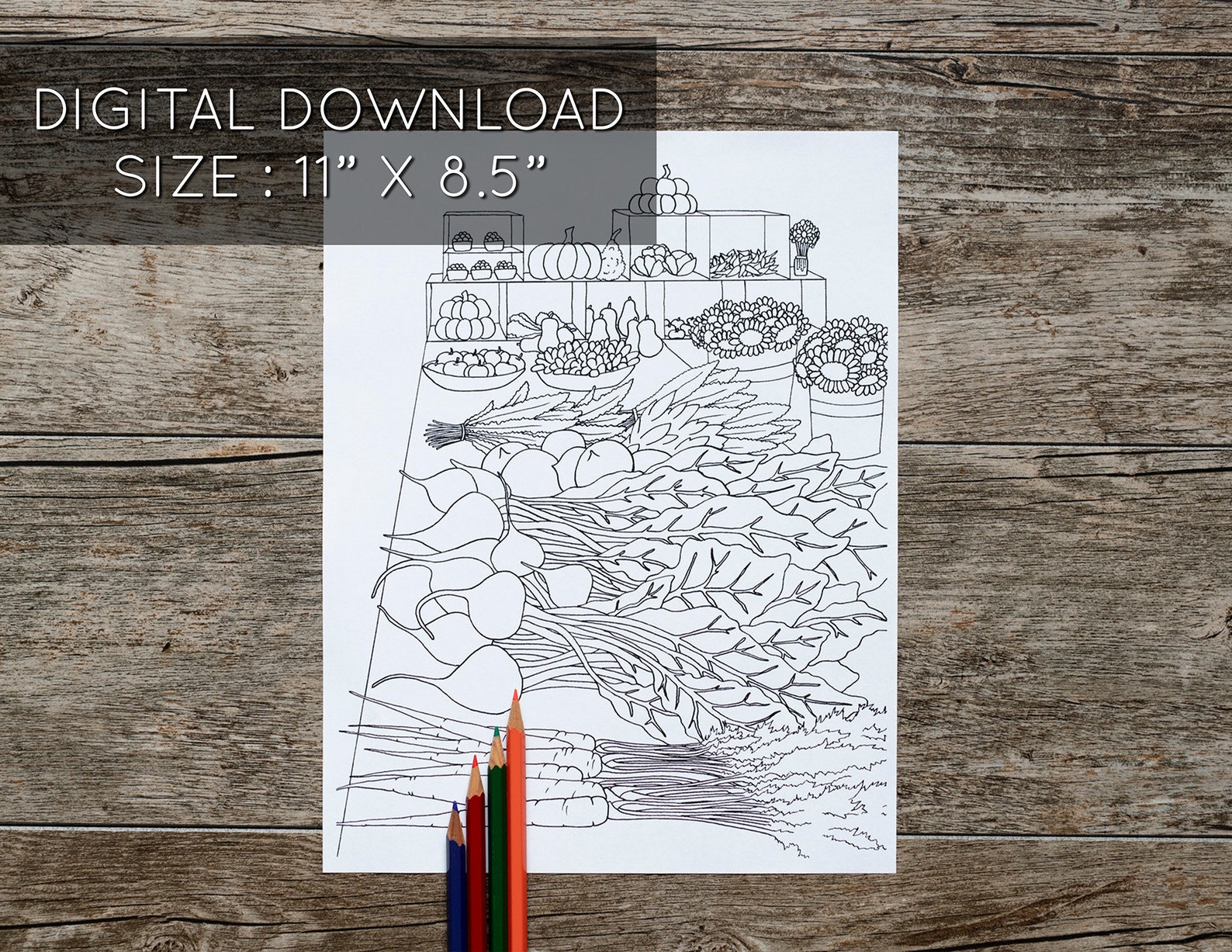 Produce Display Coloring Page, Produce Stand Coloring Page, Farmers ...
