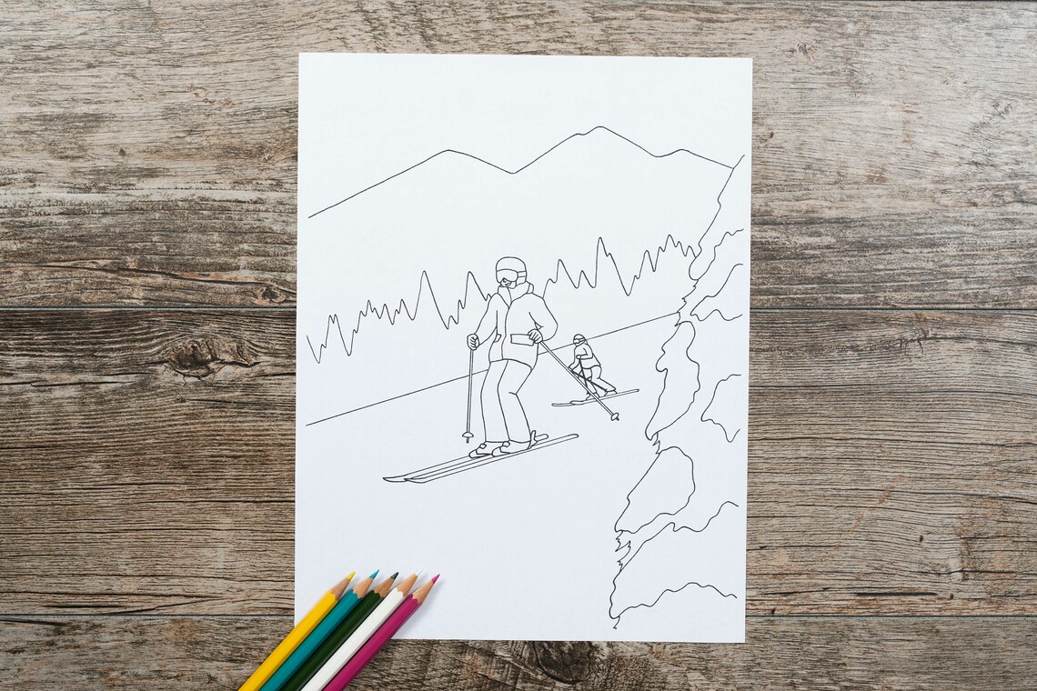 Skiing Children's Coloring Page, Skiing Coloring Pages, Coloring Pages ...