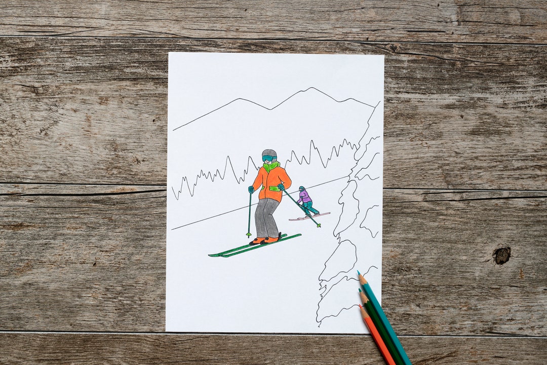 Skiing Children's Coloring Page, Skiing Coloring Pages, Coloring Pages ...