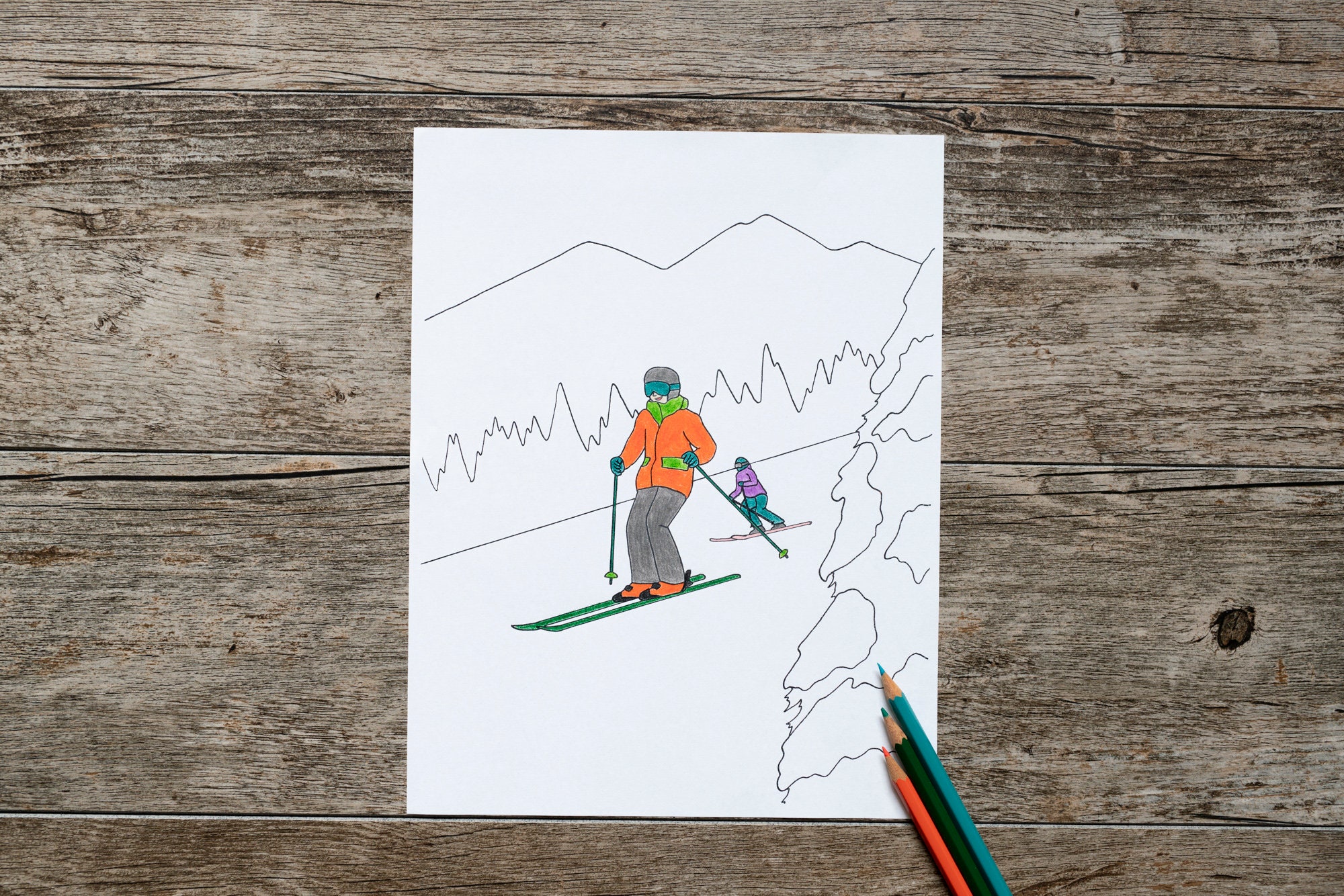 Skiing Children's Coloring Page, Skiing Coloring Pages, Coloring Pages ...