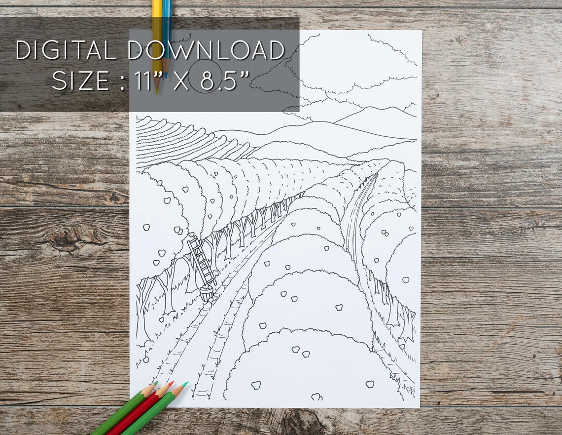 Apple Orchard Coloring Page, Mountaintop Apple Orchard Coloring Page ...