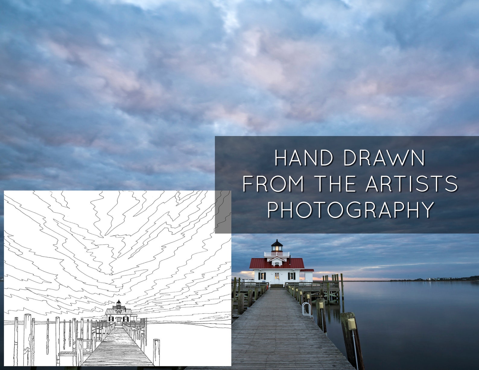 Lighthouse on a Pier, Printable Adult Coloring Page, Lighthouse ...