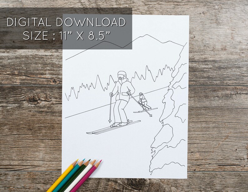 Skiing Children's Coloring Page, Skiing Coloring Pages, Coloring Pages ...