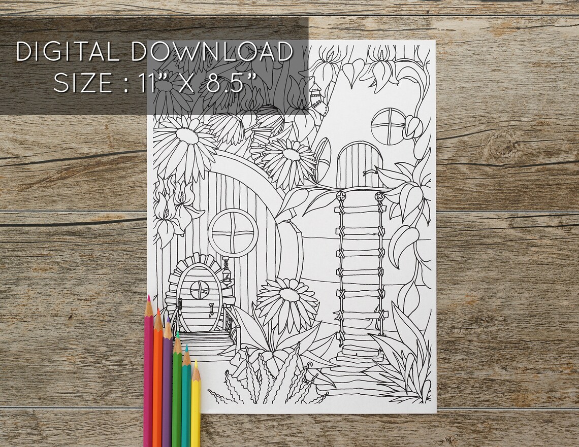 Pots Fairy Garden Coloring Page, Fairy Garden Coloring Pages, Fairy ...