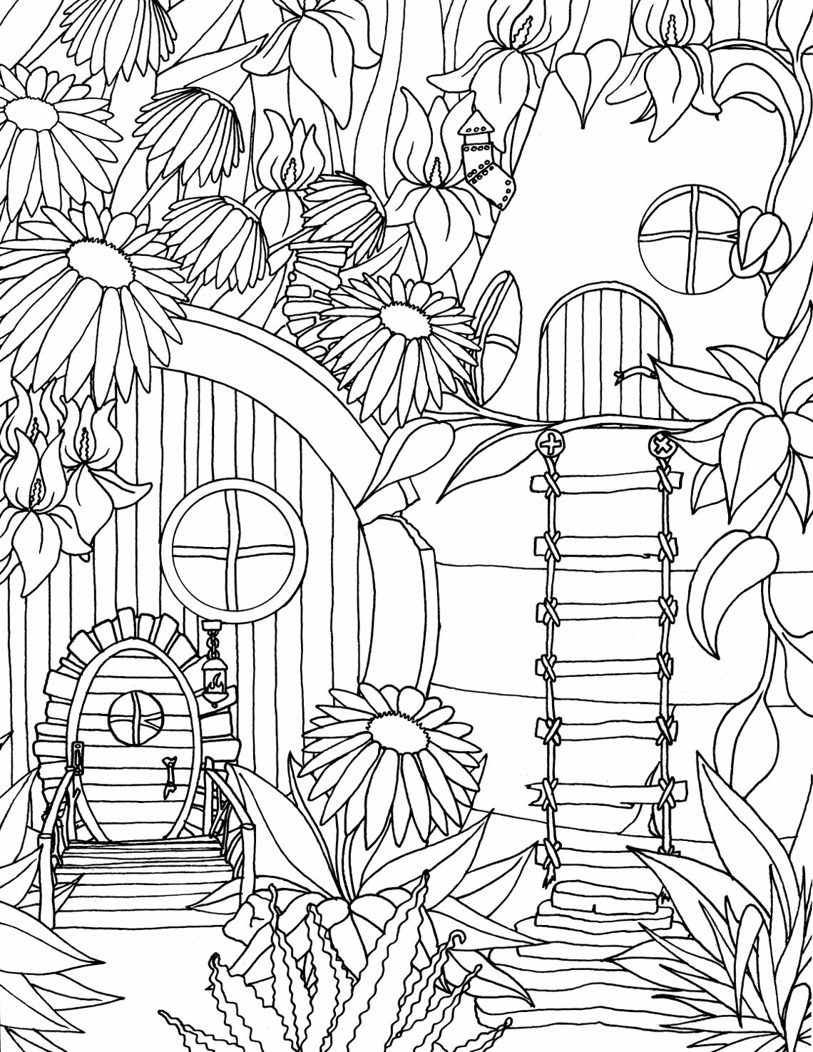 Pots Fairy Garden Coloring Page, Fairy Garden Coloring Pages, Fairy ...