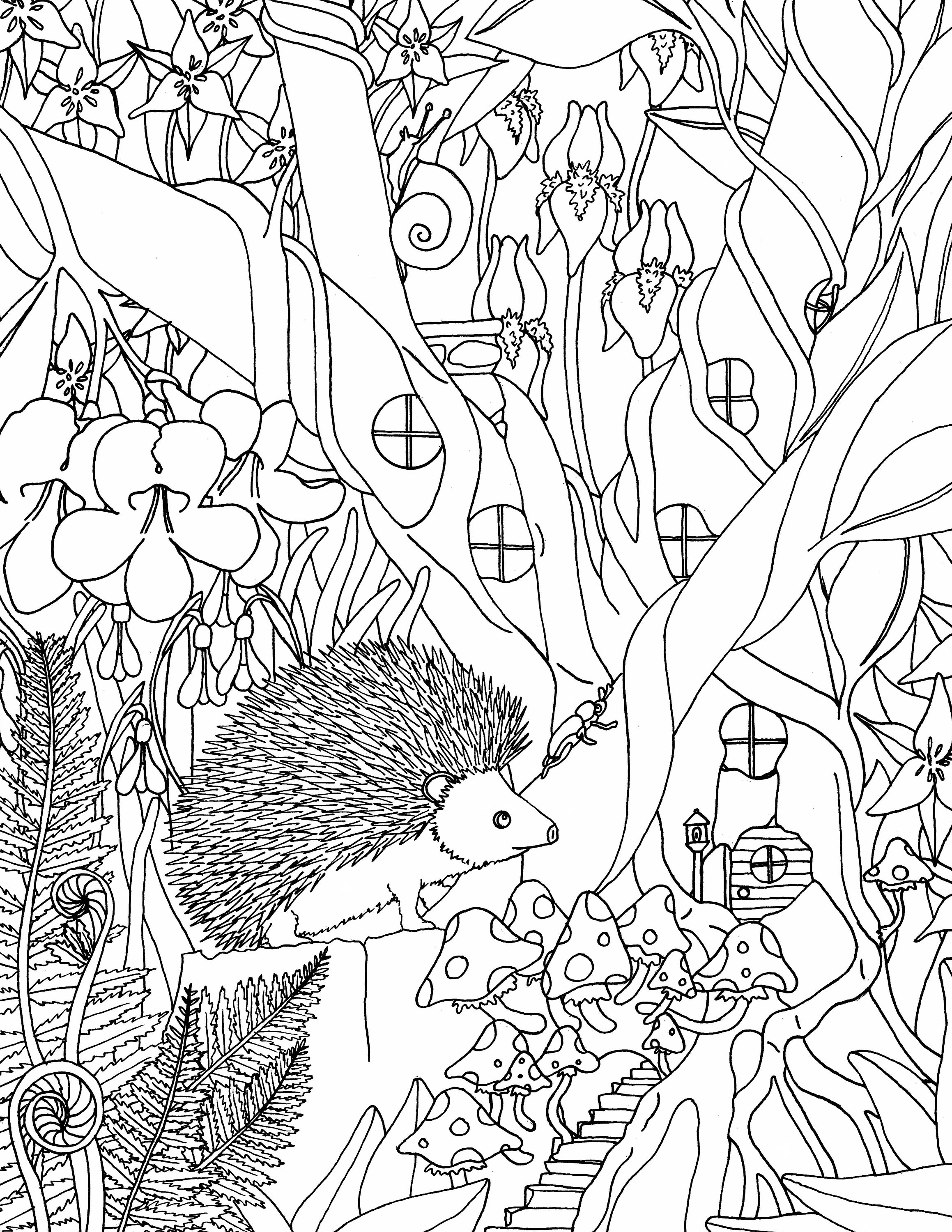 Hedgehog Nature Coloring Page, Nature Coloring Pages, Coloring Pages ...