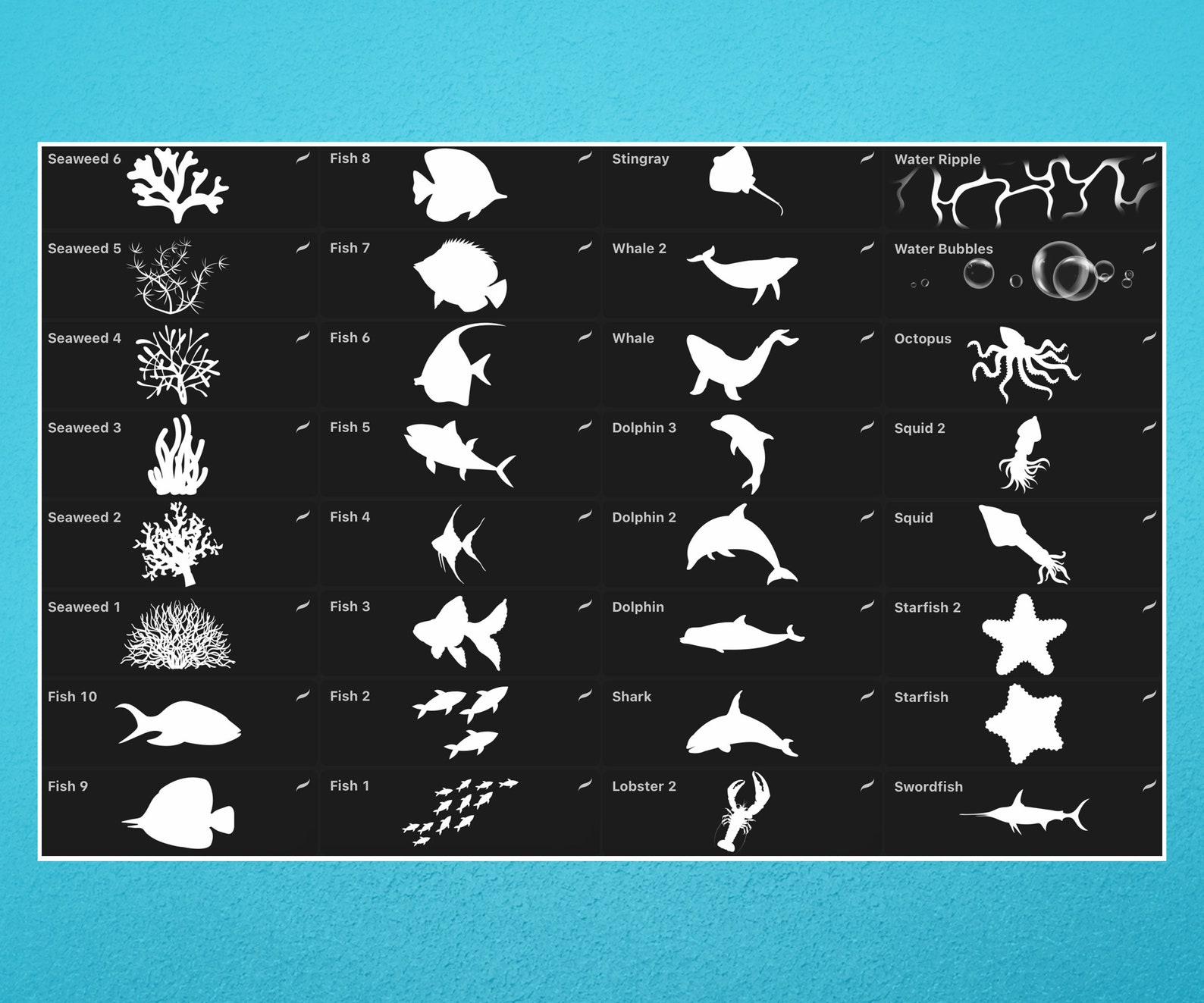 80 Ocean Procreate Brushes: Underwater Animals, Seaweed, Bubbles - Etsy