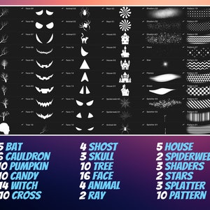 Halloween Brushes and Stamps for Procreate, Spooky Brush Set, Digital ...