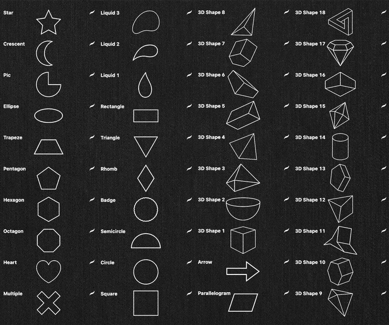 150 Procreate Brushes - Geometric Shapes Bundle - Basic, 3D Shapes ...