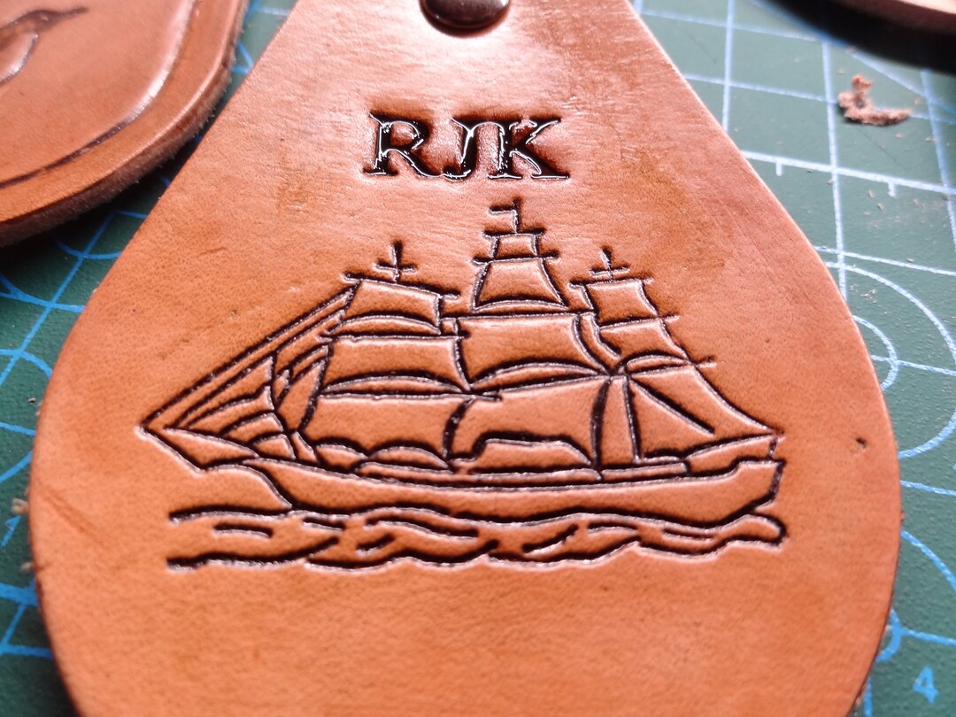 Personalized Handmade Genuine Leather Keychain Sailboat Key Ring Chain ...