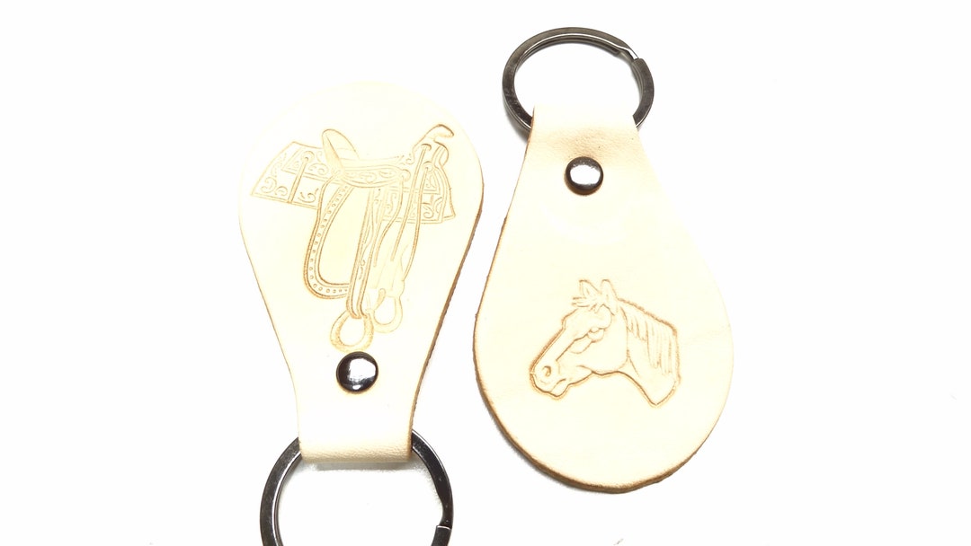 Horse Head & Saddle Leather Keychains Custom Handmade Key Ring Chain ...
