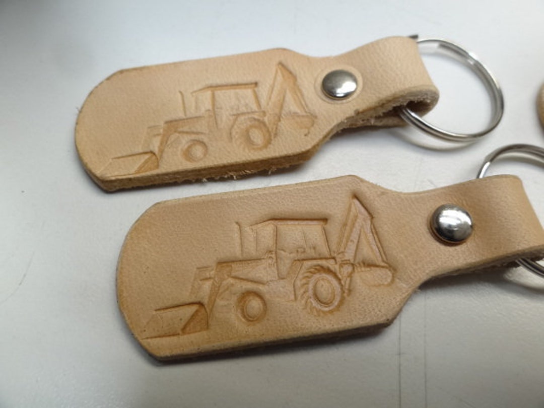 Leather Keychain of Backhoe Stamp Custom Handmade Key Ring Chain FOB ...
