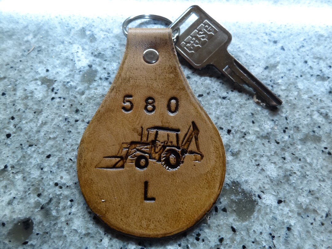 Leather Keychain of Backhoe Stamp Custom Handmade Key Ring Chain FOB ...