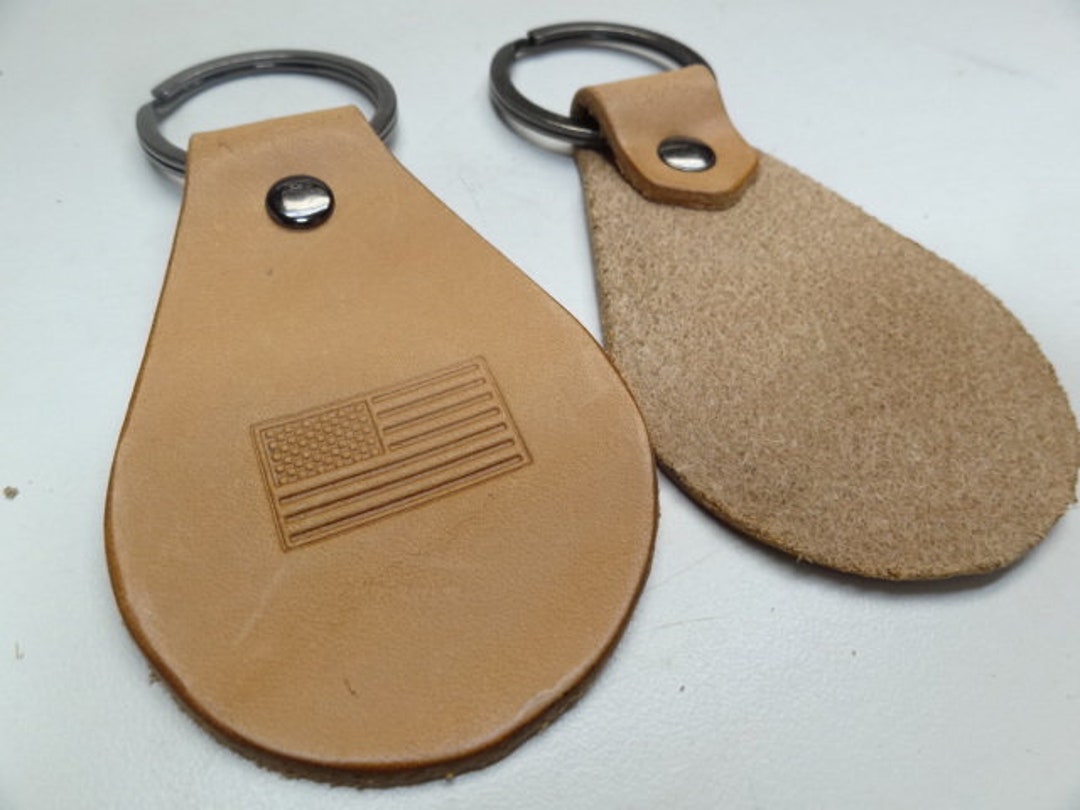 Leather Keychain of USA FLAG Custom Handmade Key Ring Chain FOB Unique ...