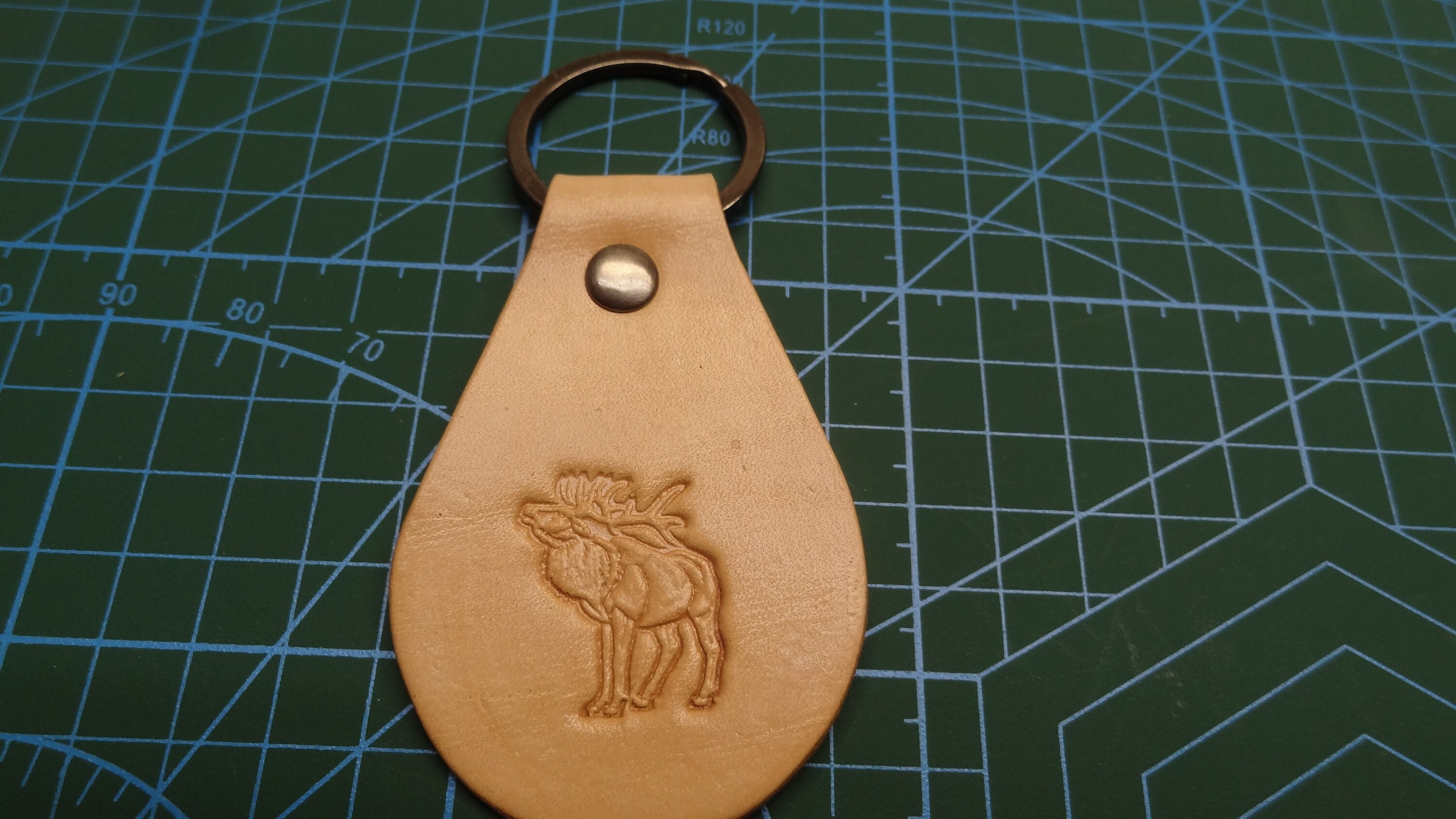 Leather Keychain Wildlife BULL ELK Custom Handmade Key Ring Chain FOB ...