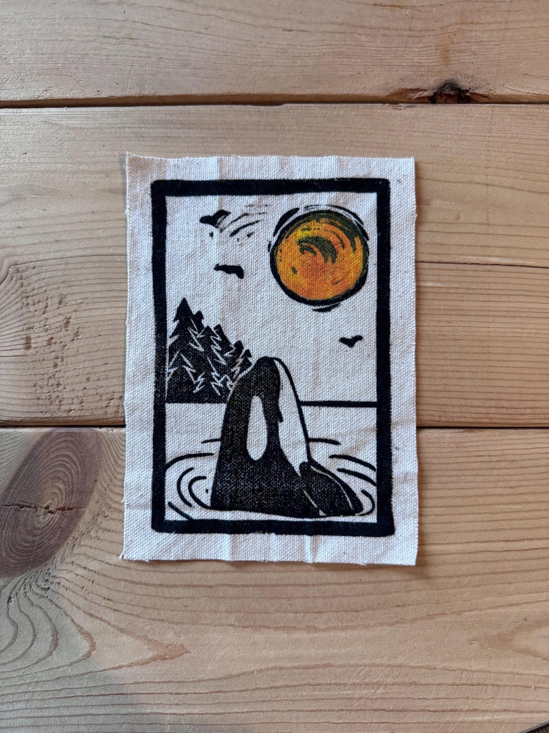 Orca Spy Hop Block Printed Sew on Patch - Etsy