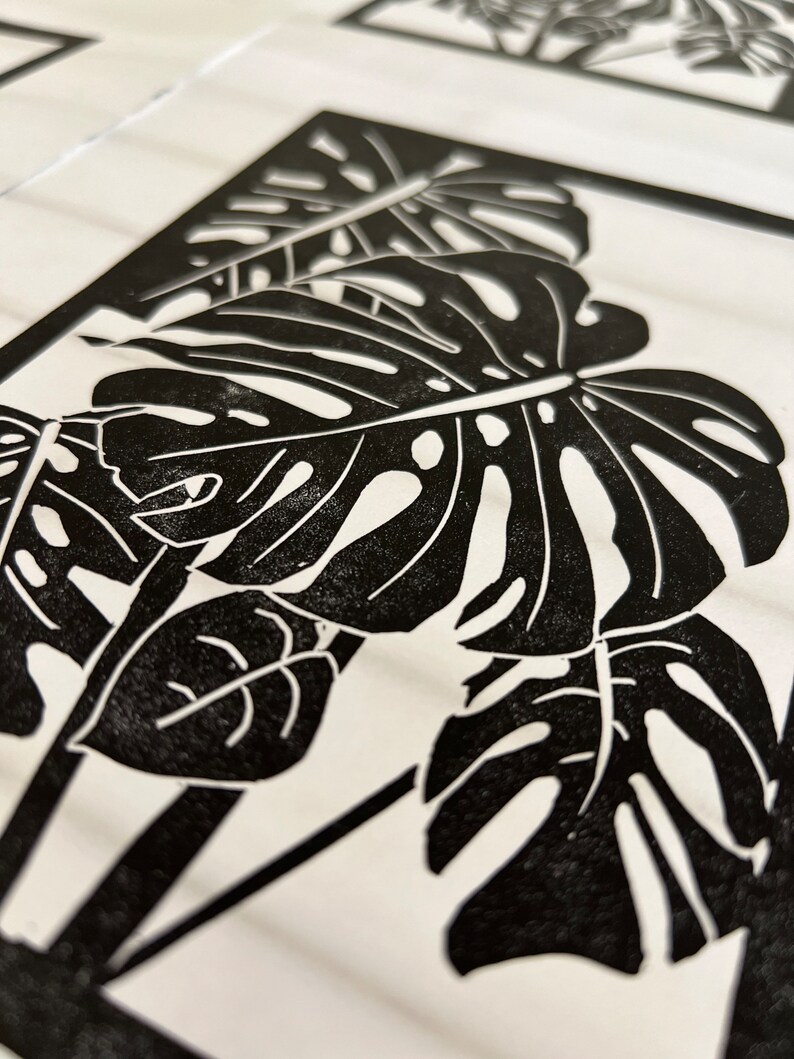 Monstera Linocut Block Print - Etsy