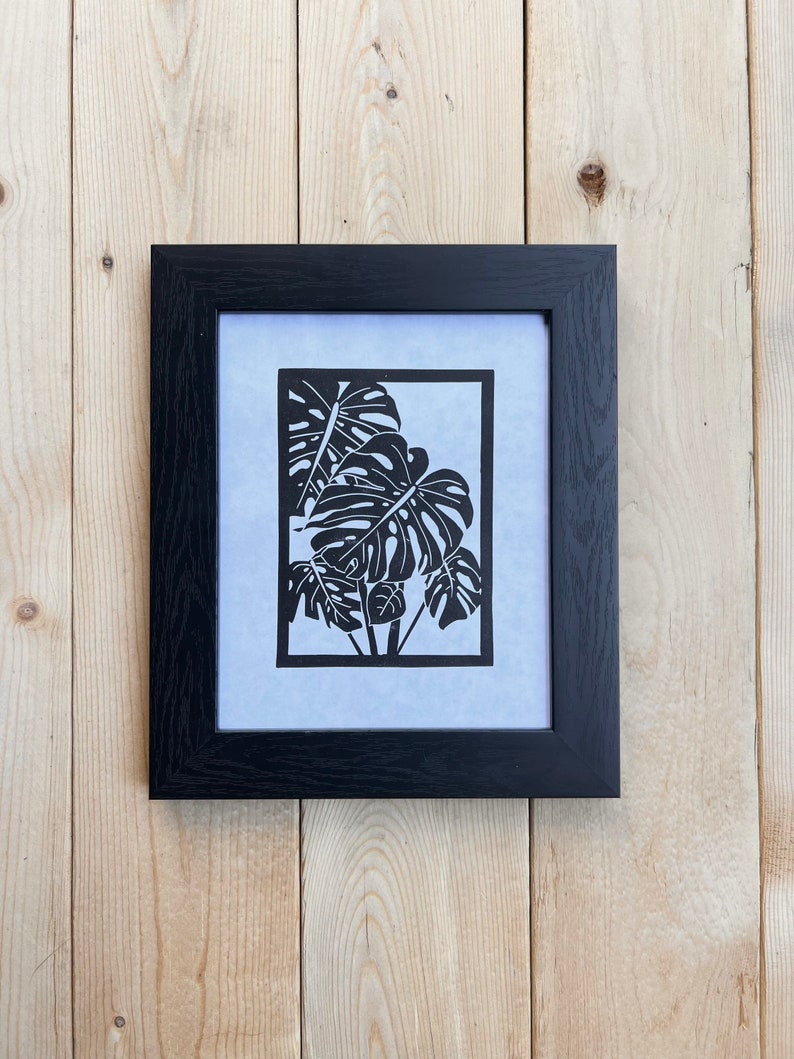 Monstera Linocut Block Print - Etsy