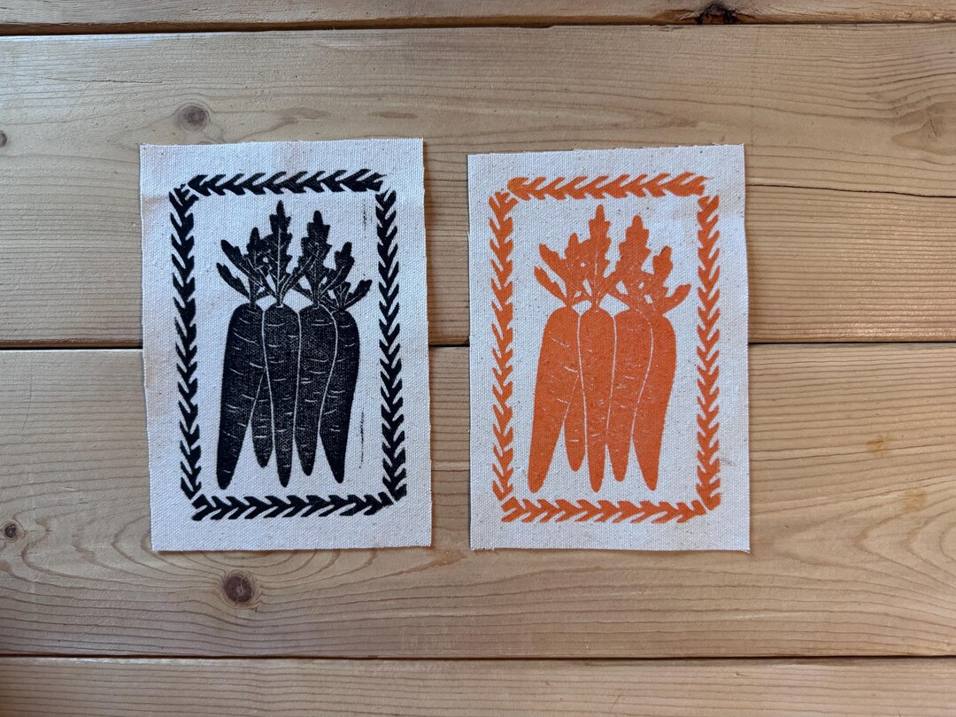 Carrot Block Printed Sew on Patch - Etsy