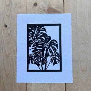 Monstera Linocut Block Print - Etsy