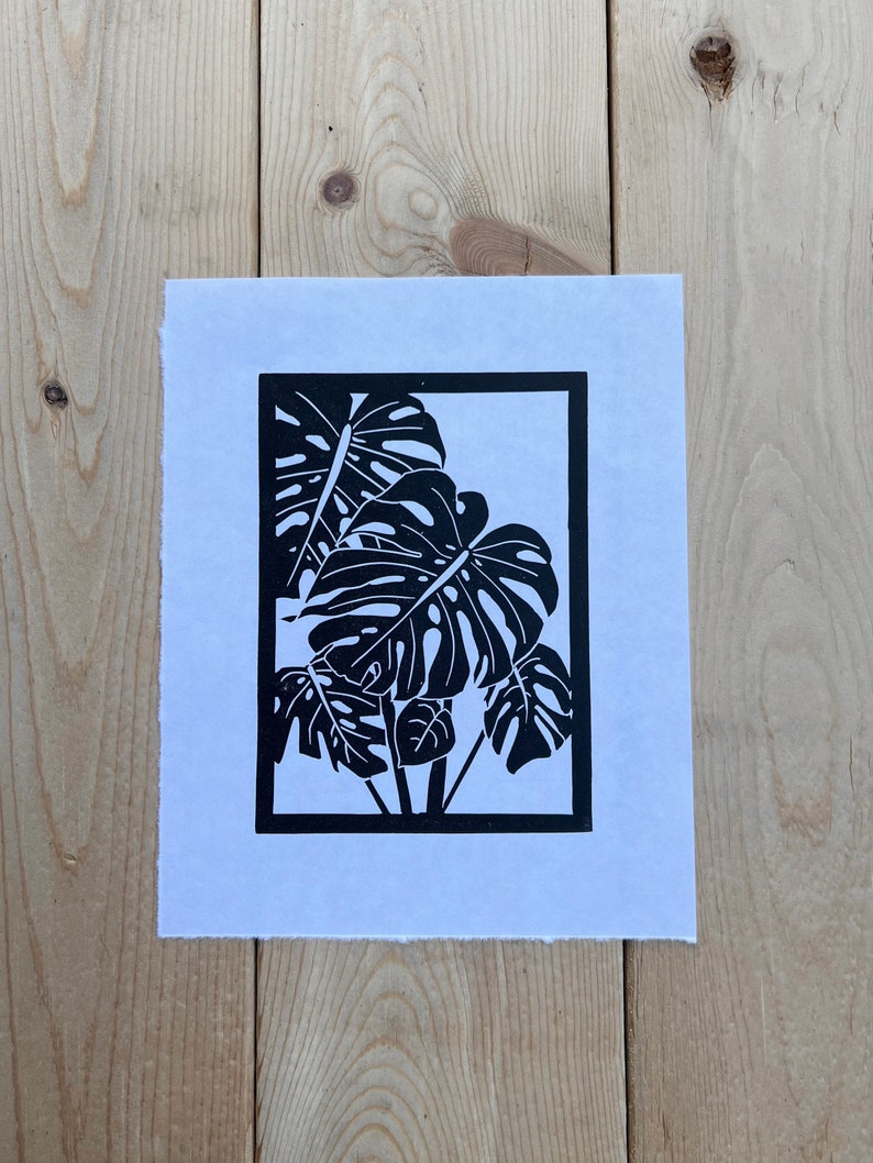 Monstera Linocut Block Print - Etsy