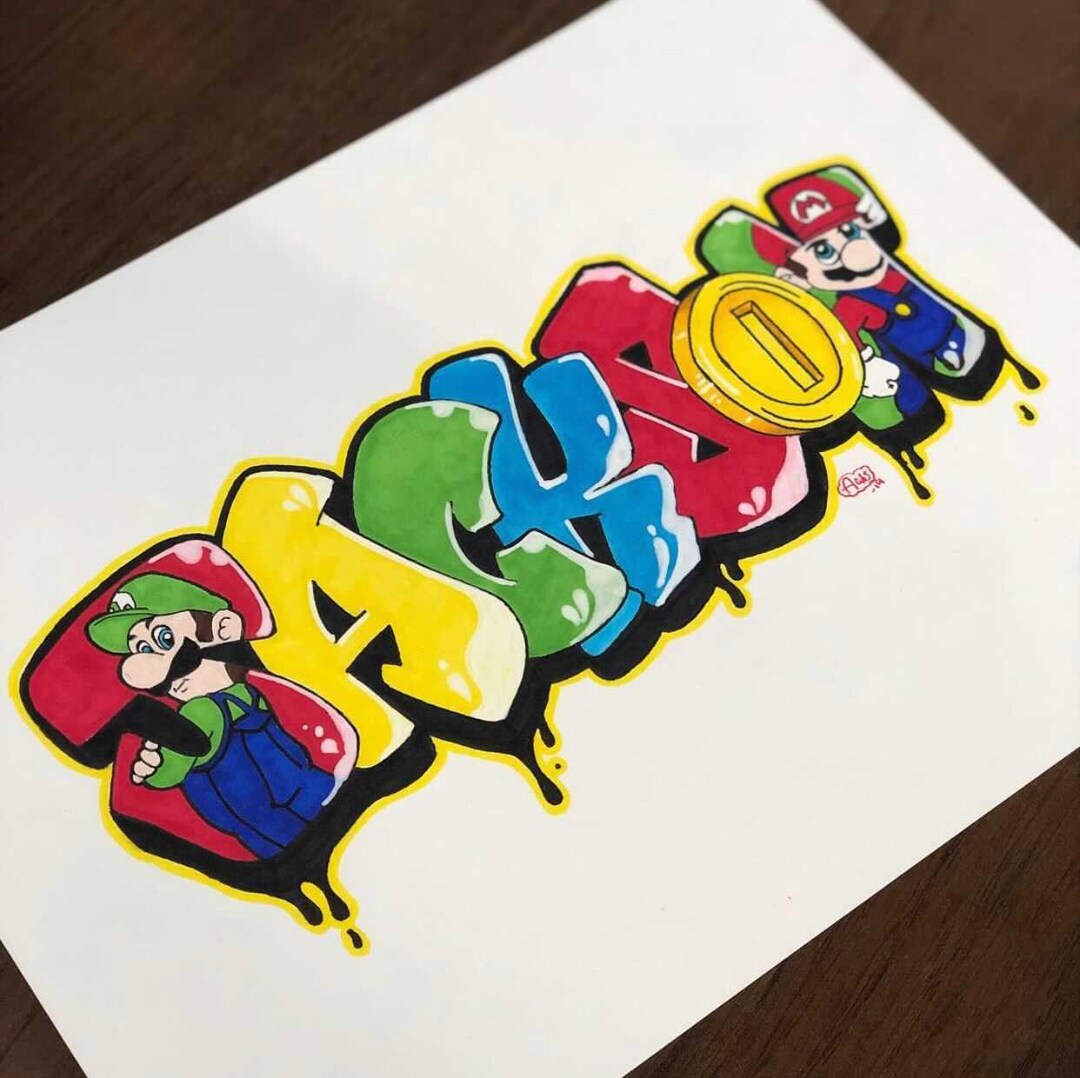 Mario Brothers Custom Personalized Name Art, Personalized Gift ...