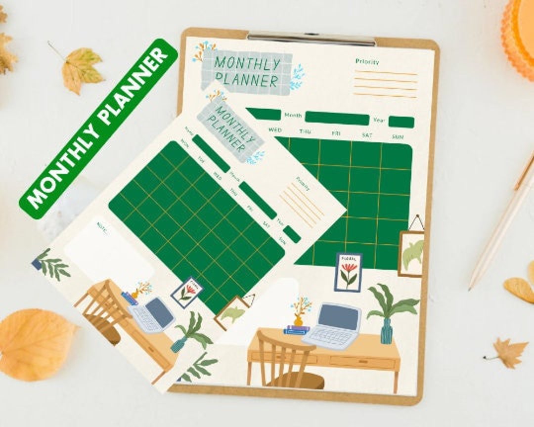 Printable Digital Monthly Planner Template, Monthly Planner Tracker ...