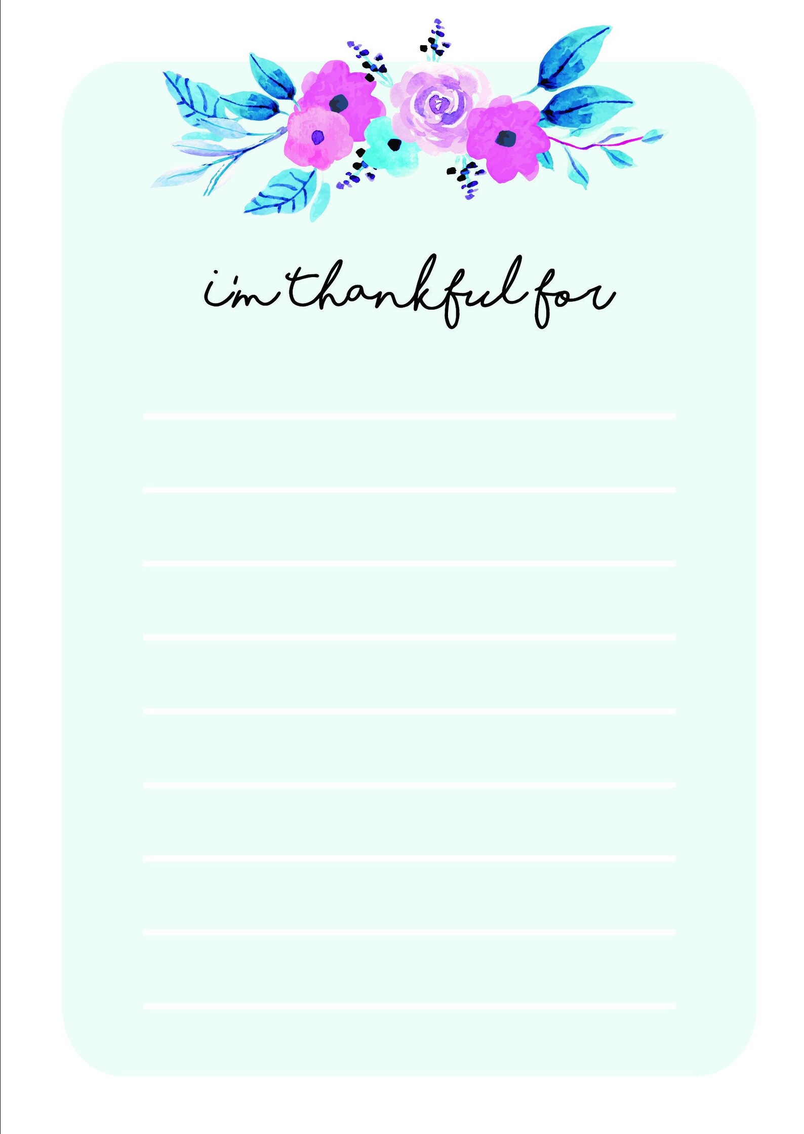 I'm Thankful Printable List, Daily Gratitude Tracker, Thankfulness ...