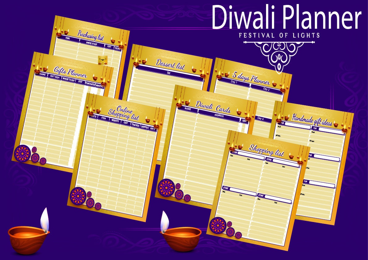 Printable Diwali Planner, Diwali Festival Planner Checklist, Festival ...