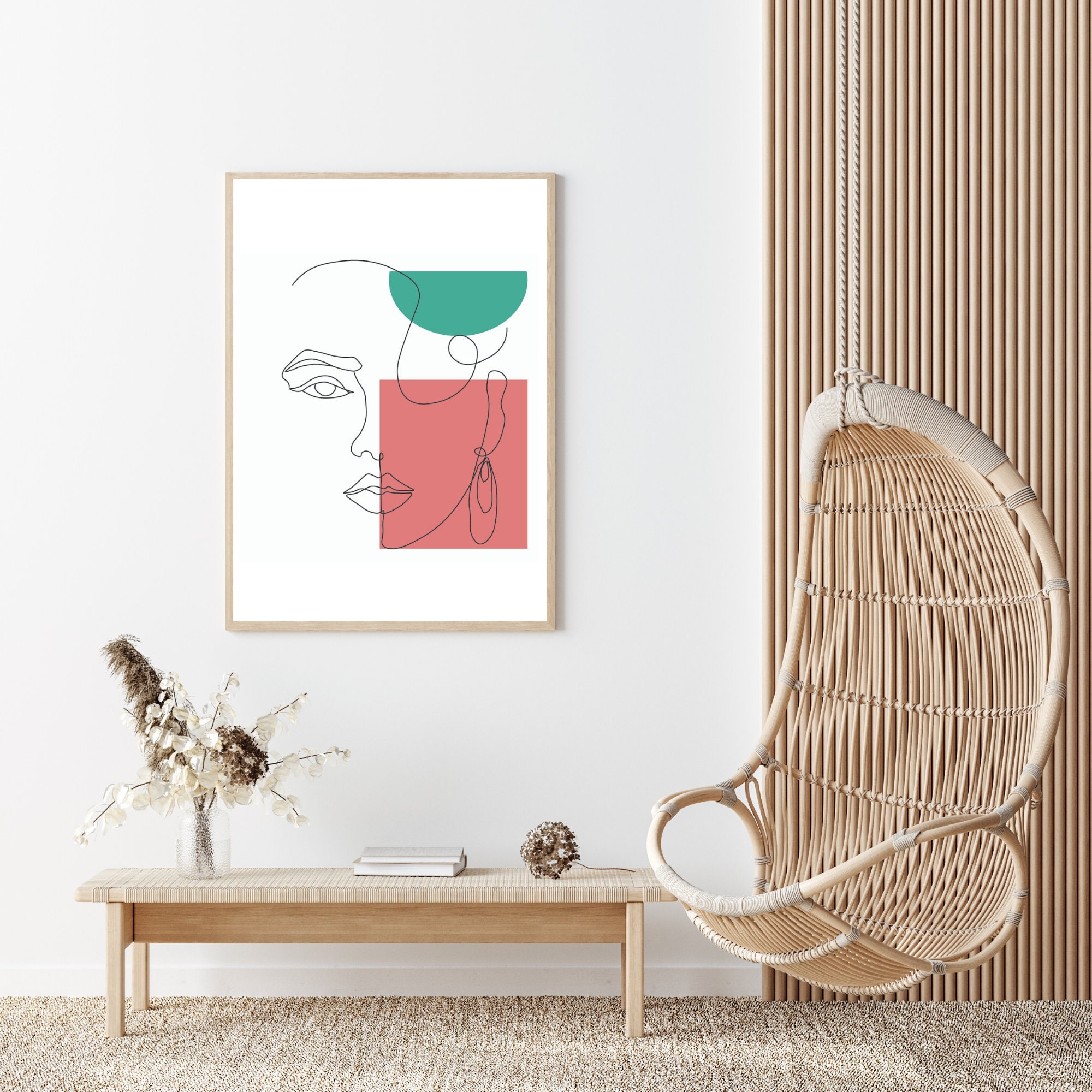 Face Line Art Print, Continuous Line Art, Abstract Facial Line Art ...