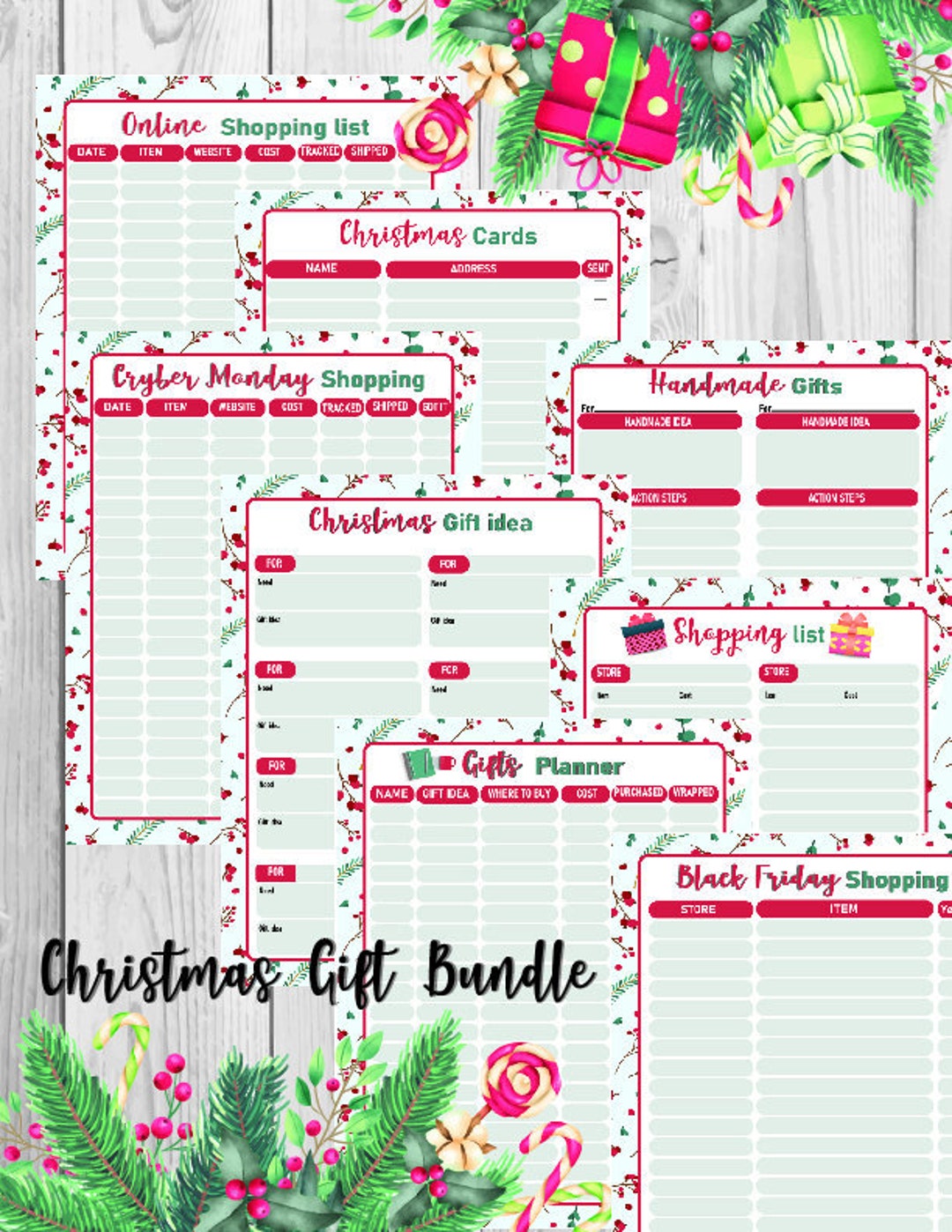 Printable "christmas Bundle" Planner, Printable, to Do List, Shopping ...