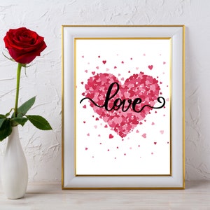 Valentines Day Printable Decor, Love Poster, Modern Valentines Heart ...