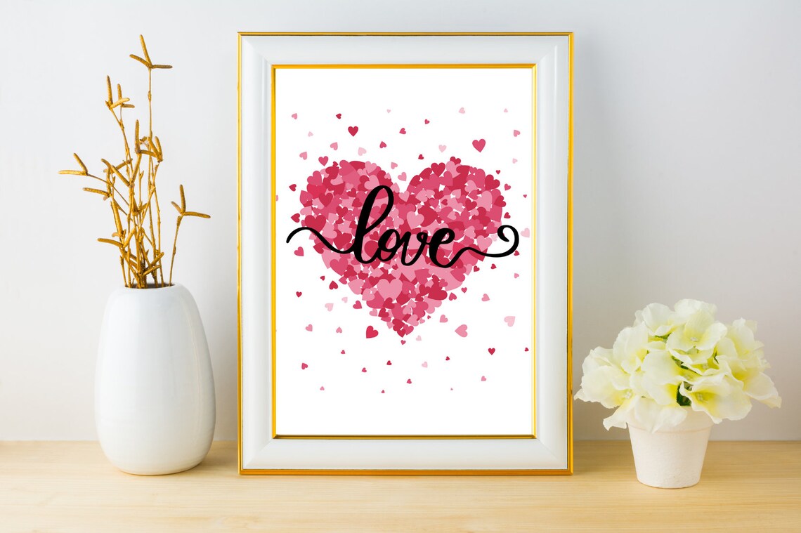 Valentines Day Printable Decor, Love Poster, Modern Valentines Heart ...