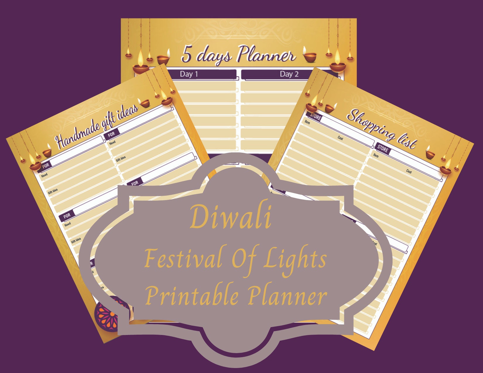 Printable Diwali Planner, Diwali Festival Planner Checklist, Festival ...