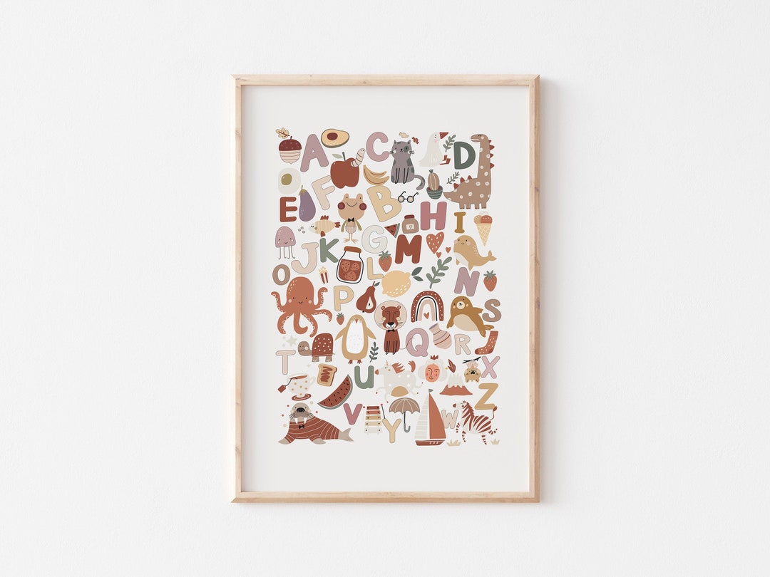 Alphabet Kids Wall Art ABC Boho Printable Kids Room Instant Download ...