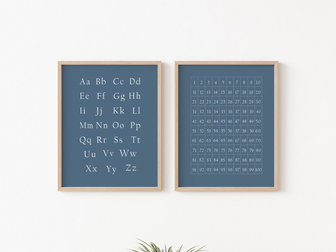 Set of Alphabet & Numbers Nursery Wall Decor Kids Wall Art ABC ...